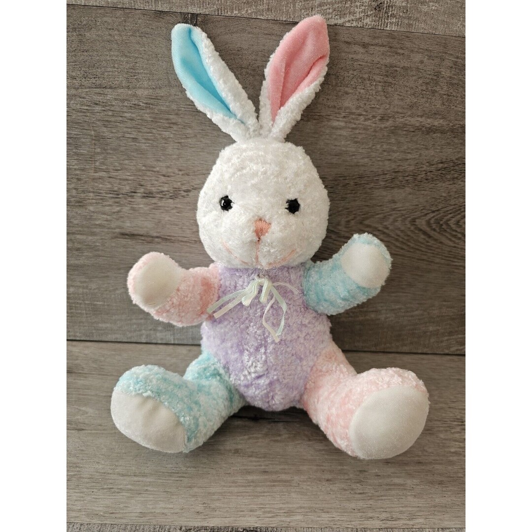Goffa Bunny Rabbit Pink Plush Colorful Colorblock Stuffed Animal Easter ...