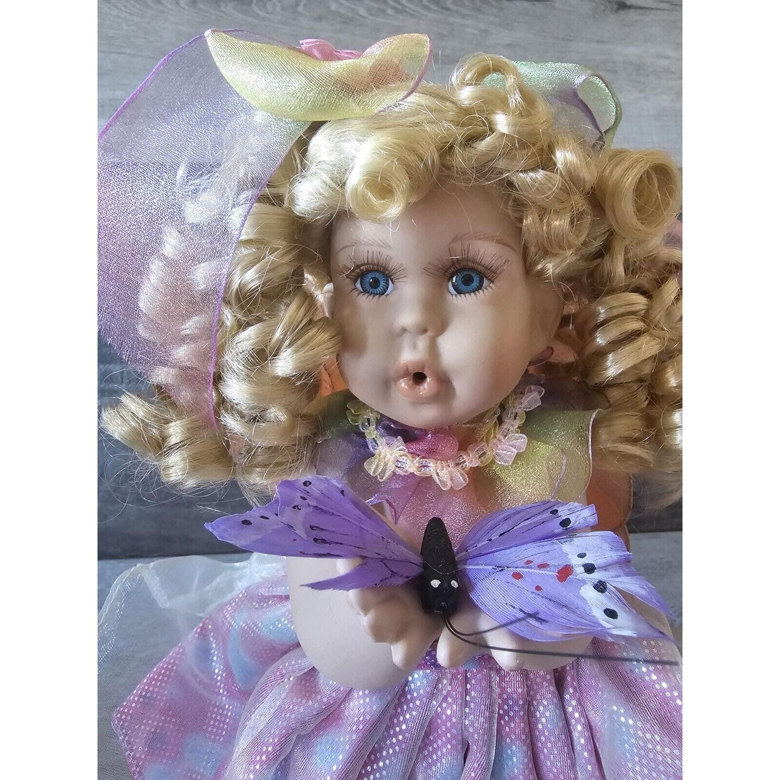 Vtg Lil Papillon Cute Chubby Angel Fairy W Butterfly Porcelain Doll 11 ...