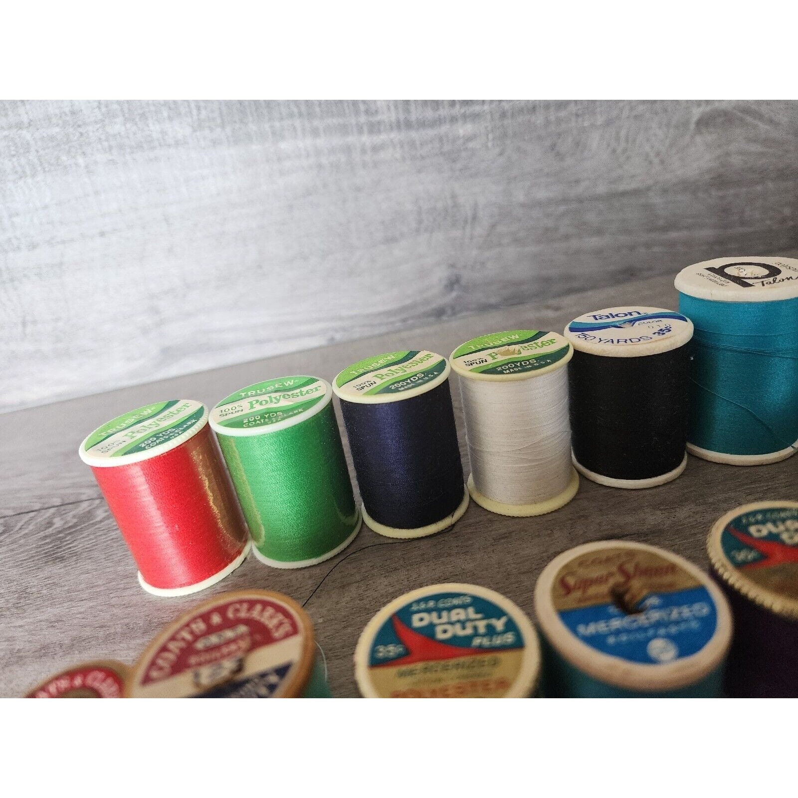 Vintage Lot of 19 THREAD Wooden Spools Sewing Crafts Rainbow Coats ...