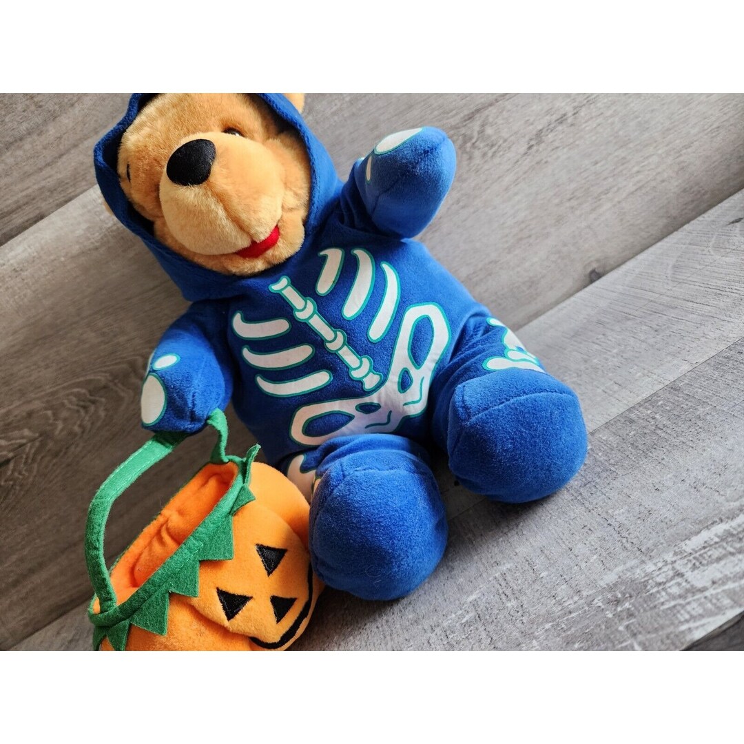 Disney Plush Large Skeleton Pooh W Pumpkin 13 Halloween Trick or Treat ...