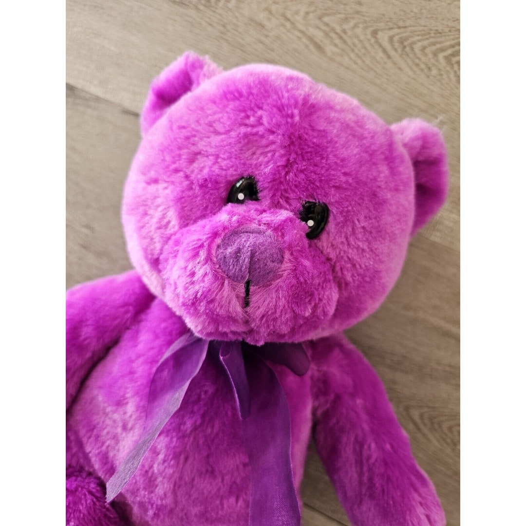 Kellytoy Teddy Bear 16" Plush Purple With Bow Stuffed Animal Easter ...