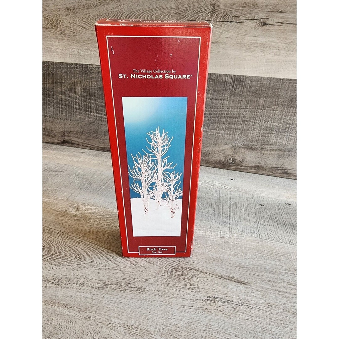 St Nicholas Square Village Collection Lot 3 Birch Trees Original Box ...