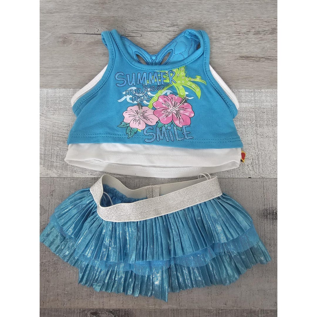 Build A Bear BABW Hawaiian Hula Pleated Skirt Butterfly Back Shirt ...