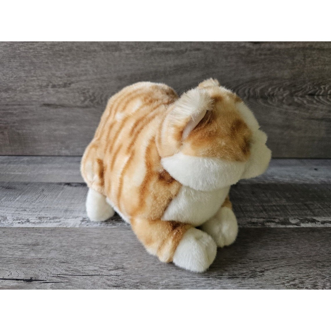 Aurora Tabby Arched Fat Cat Plush Stuffed Orange White Striped Animal ...