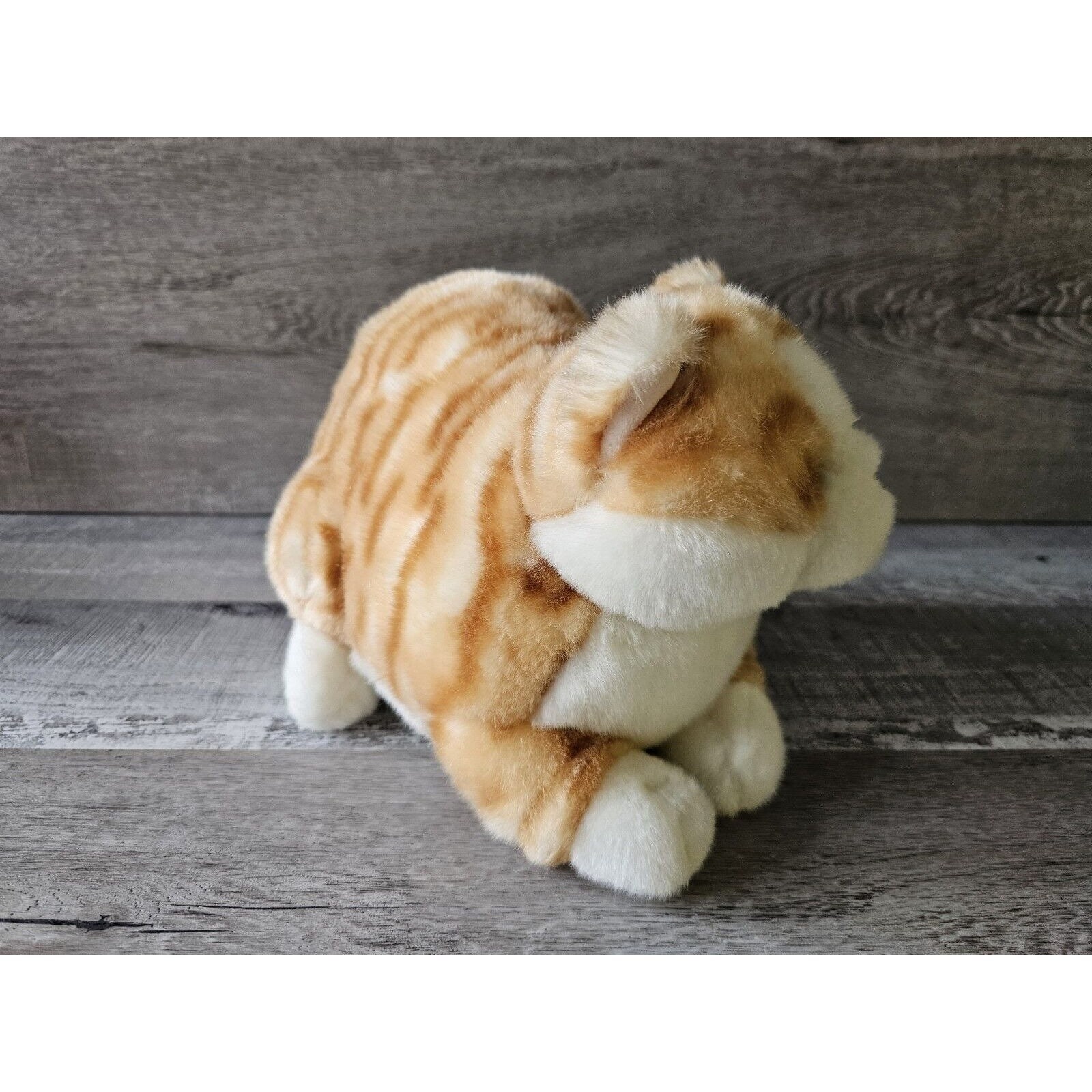 Aurora Tabby Arched Fat Cat Plush Stuffed Orange White Striped Animal ...