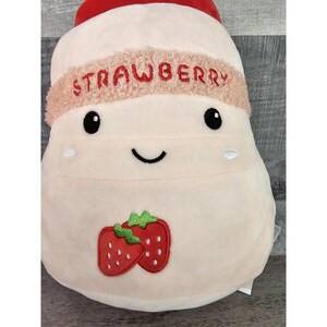 Miniso Strawberry Milkshake Soft Plush 12” Pink Red Stuffed Animal Room ...