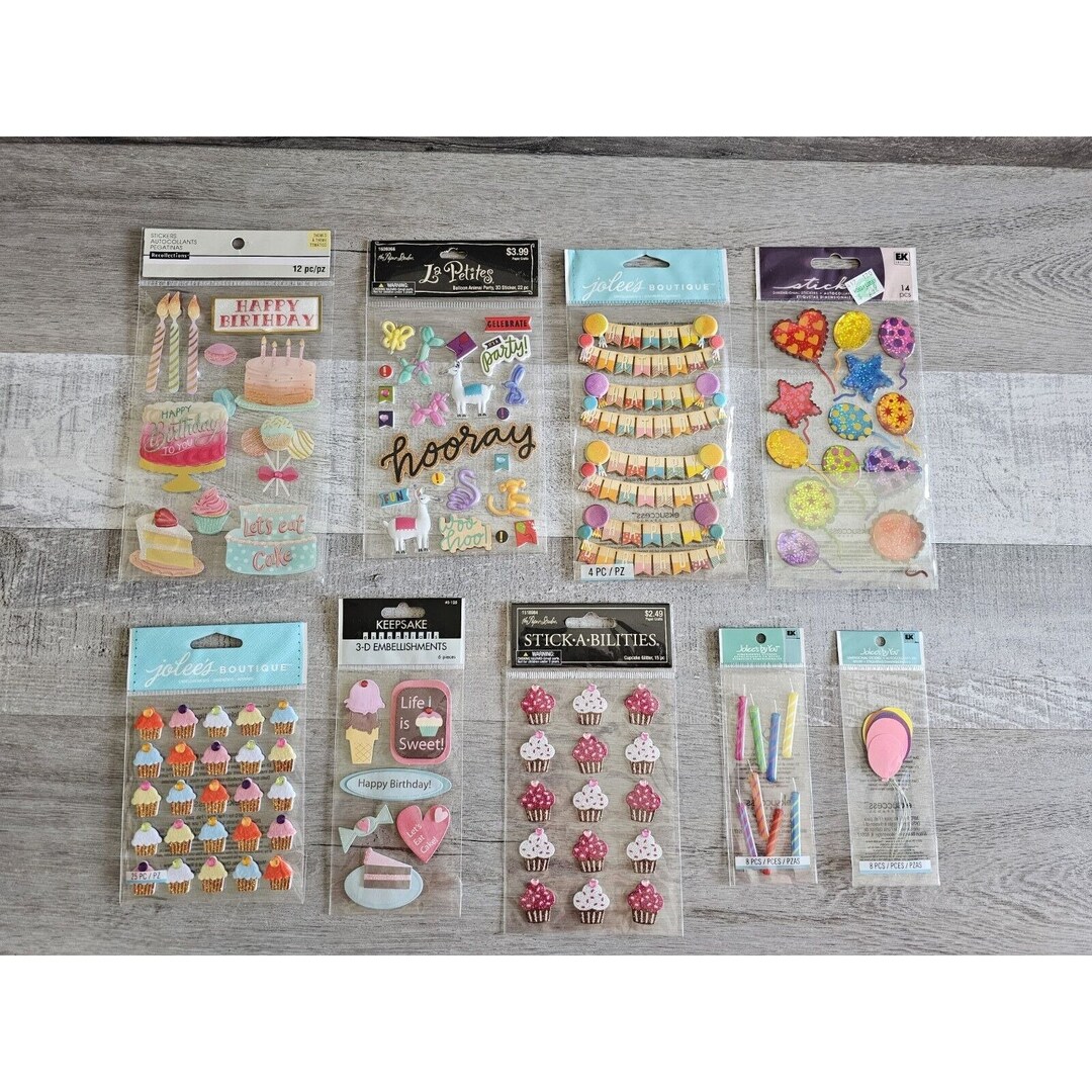 Sticker Lot - Happy Birthday Party Cake Scrapbooking 3D Stickers Jolees ...