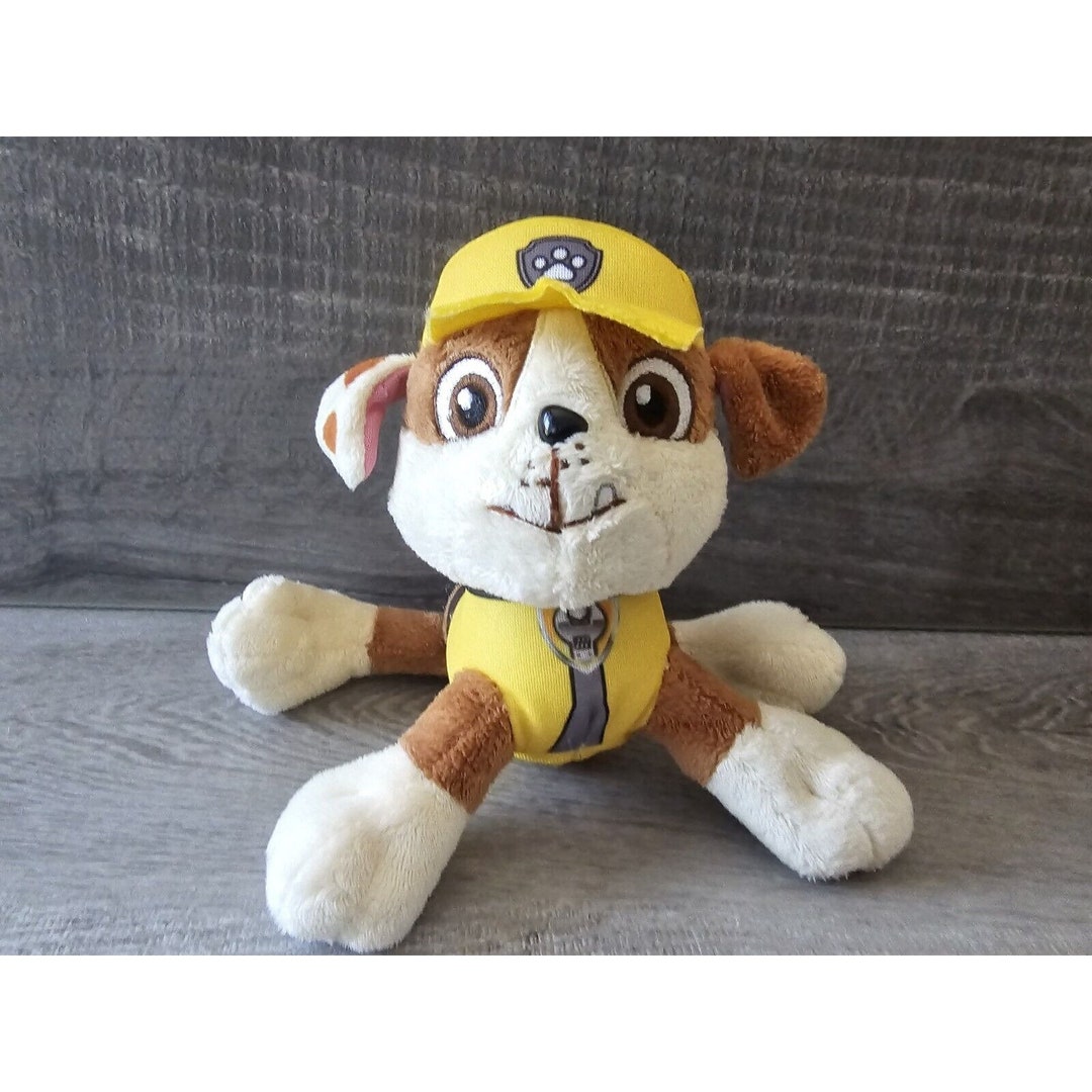 Paw Patrol RUBBLE 7'' Laying Stuffed Animal Toy Soft Licensed Plush ...