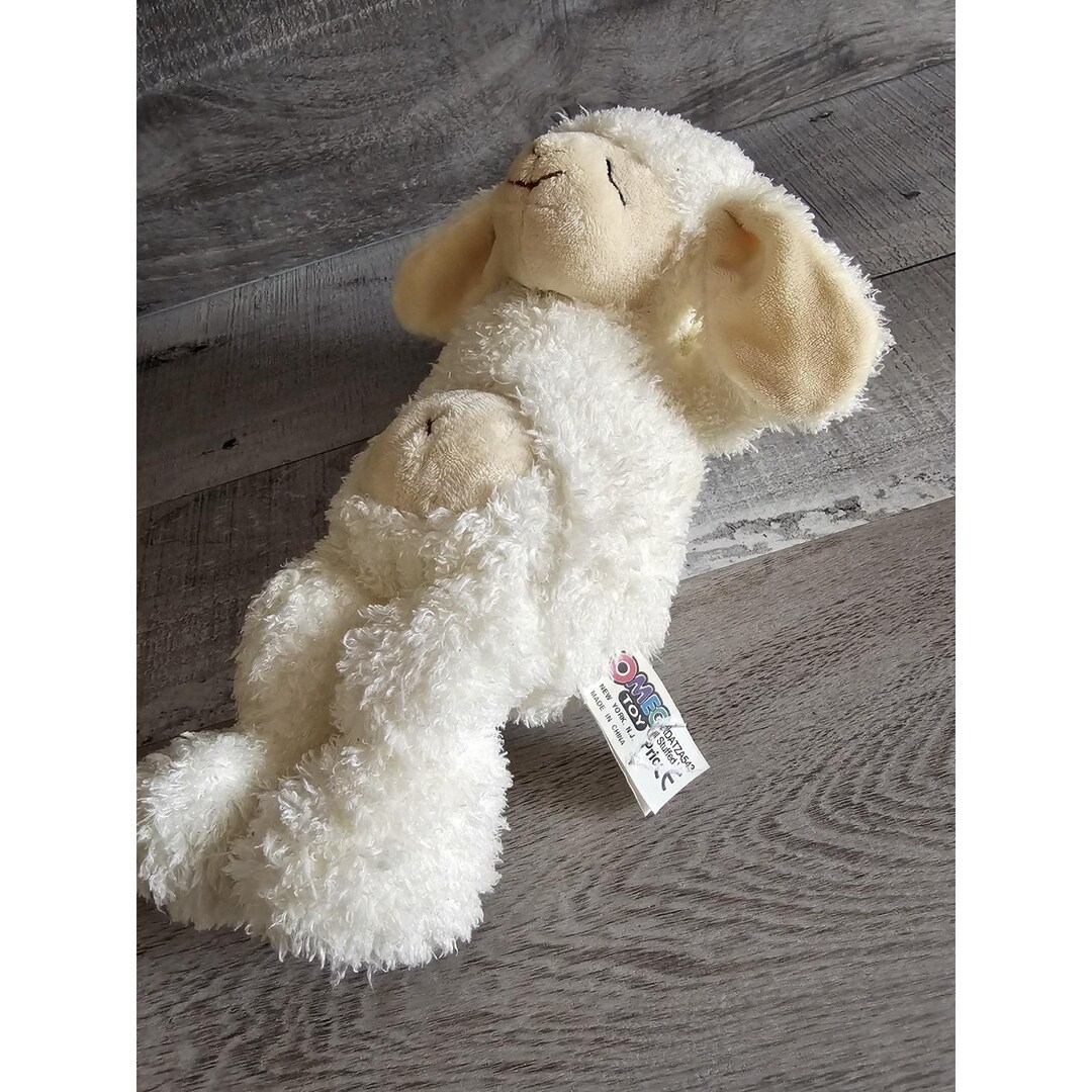 Rare Omega Toys Lamb Sheep Sleeping Plush Stuffed Toy W Belly Bow 10 ...