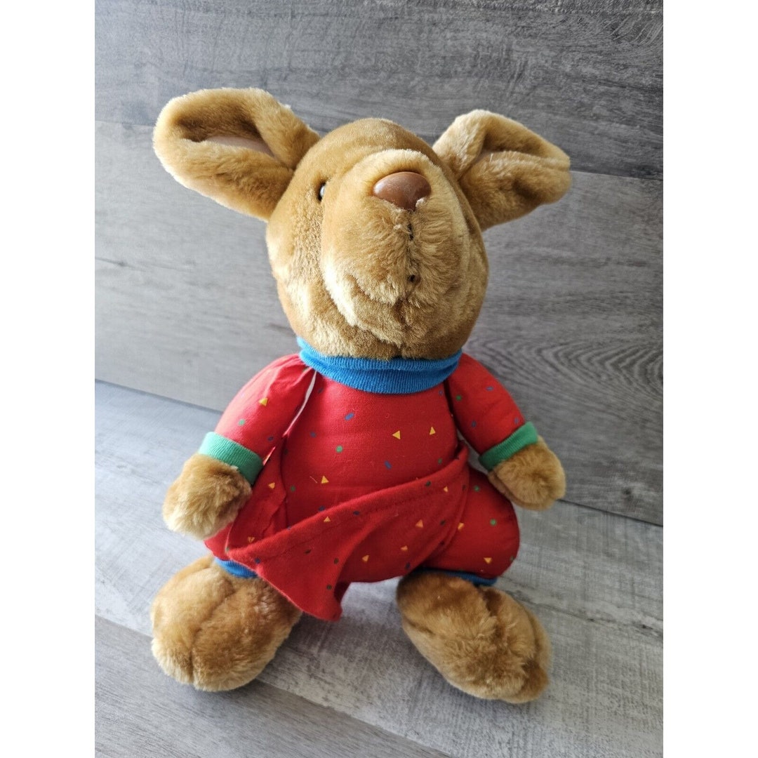 Avon KASEY Kangaroo Plush 12 Red Pajamas Pouch 90's Stuffed Animal 1991 ...