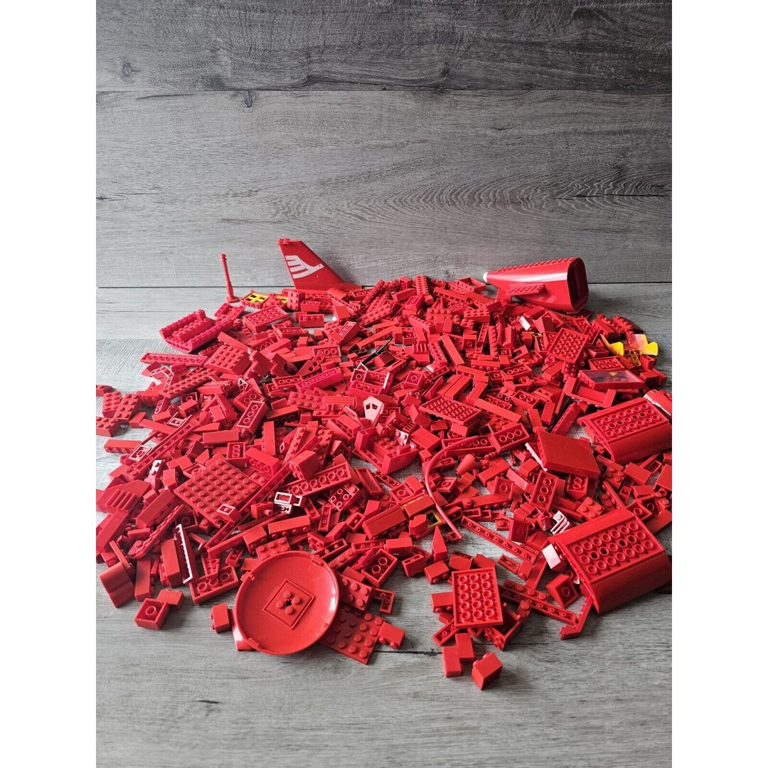 Lego Red Color Sorted Bricks Pieces Plates Parts Bulk Lot 2 Lbs 10 Ozs ...