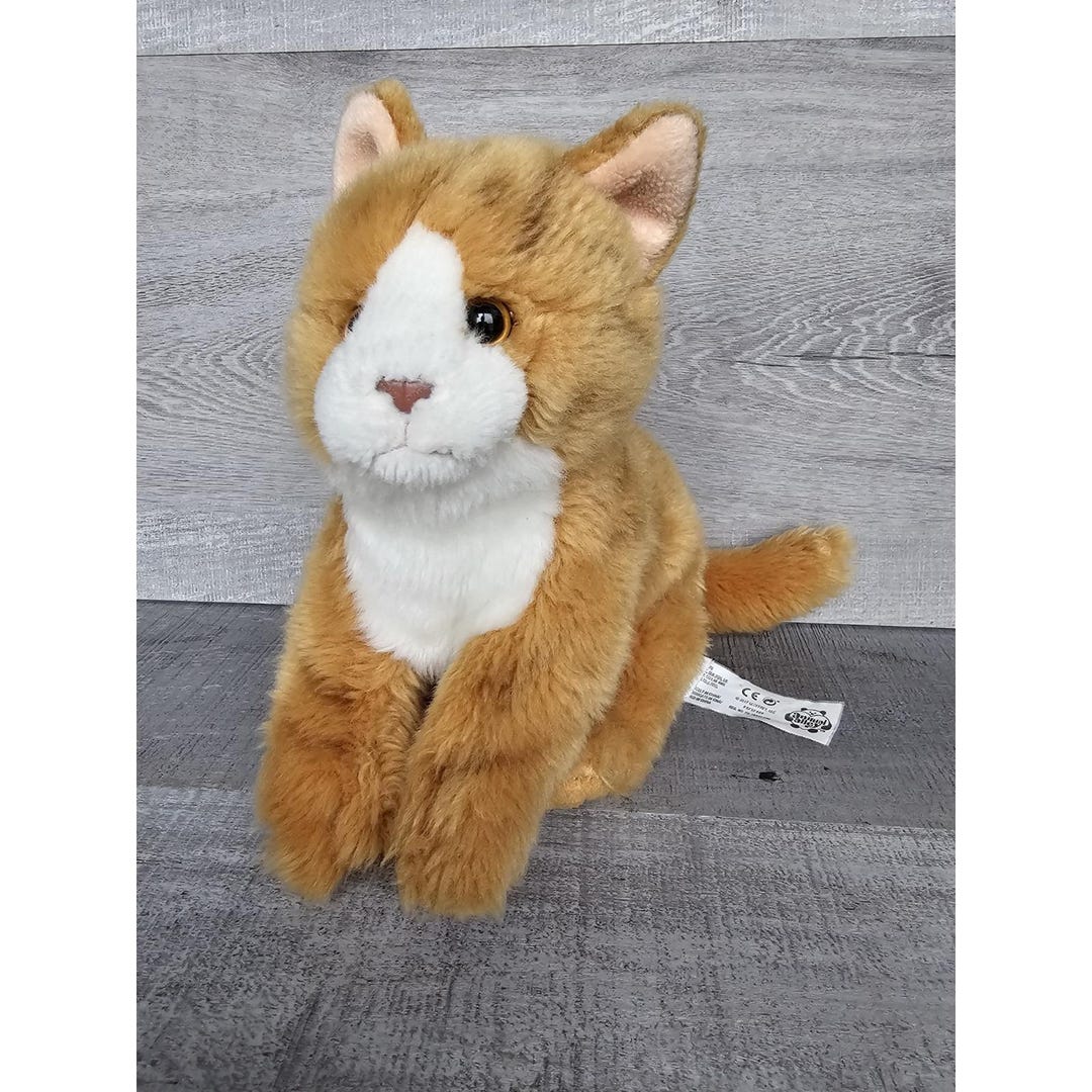 Toys R Us Plush 8" Orange Tabby Cat Stuffed Animal Alley Realistic HTF ...