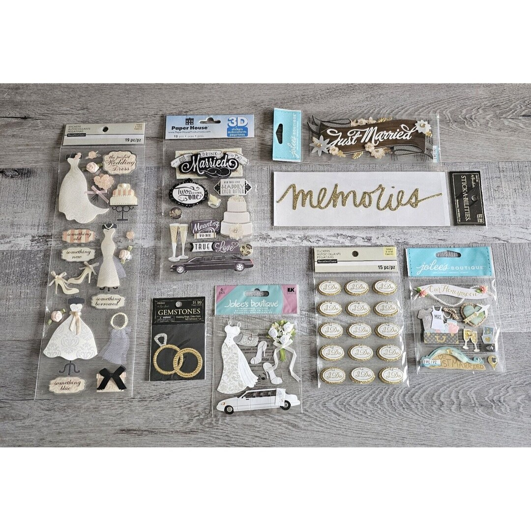 Sticker Lot - Wedding Scrapbooking 3D Stickers - Marriage Dress + Jolee ...