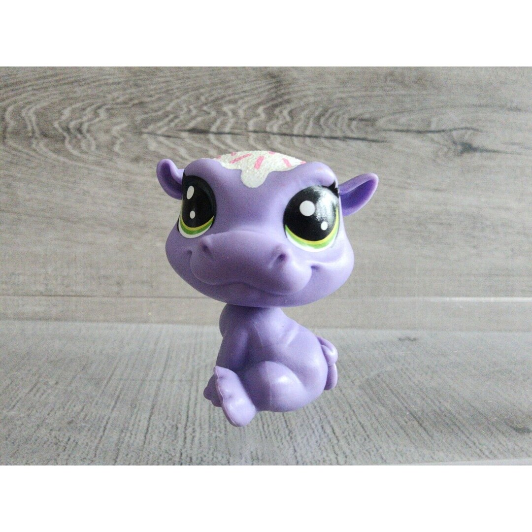 Littlest Pet Shop LPS 3-158 Purple HIPPO Hippopotamus GLITTER Sprinkle ...