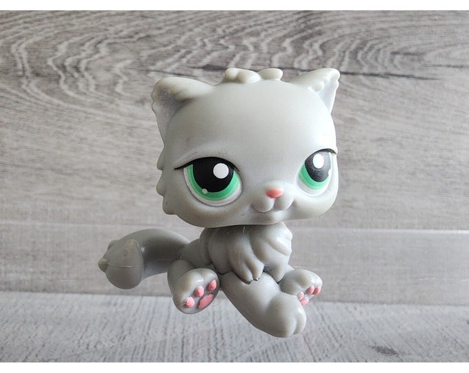 Littlest Pet Shop Persain Cat #82 Grey Green Dot Eyes 2005 Rare LPS ...