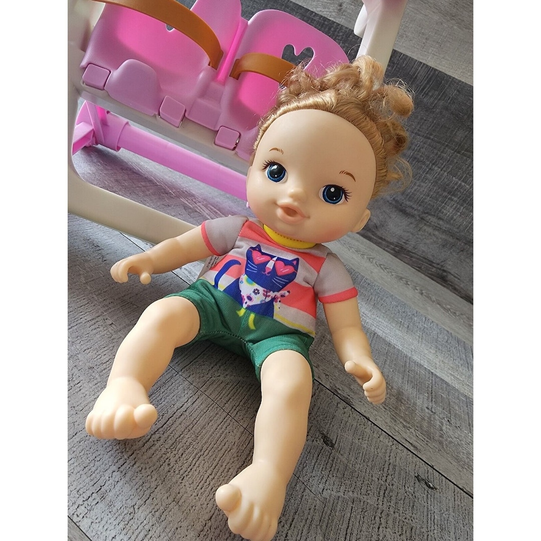 Baby Alive Push N Kick Twin Stroller With Baby Girl Curly Blonde Hair ...