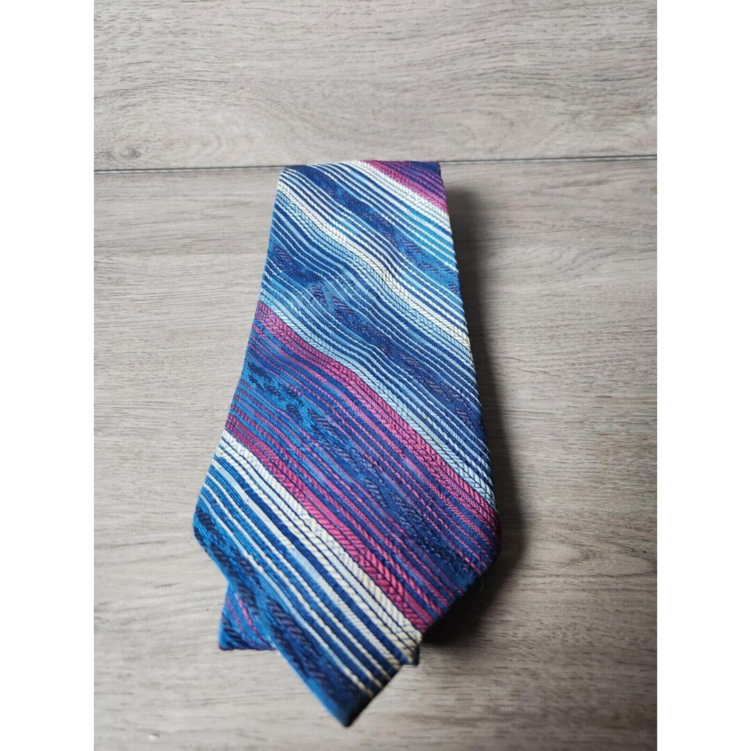Vintage 60s 70s Rhodia Woven Blue Striped Mens Neck Tie 56x4 Classy ...