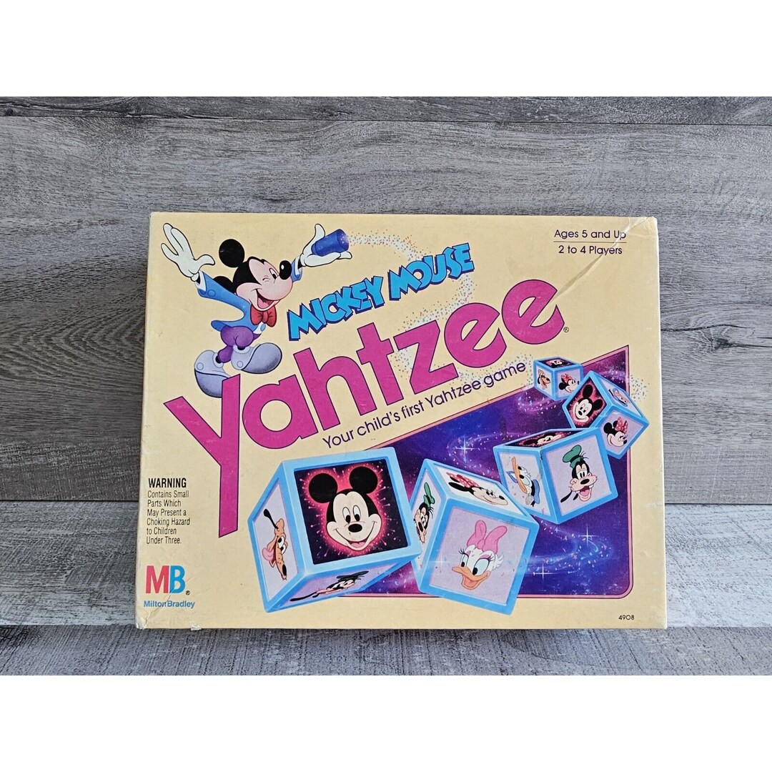 Vintage Walt Disney Mickey Mouse Yahtzee Milton Bradley 1988 4908 ...