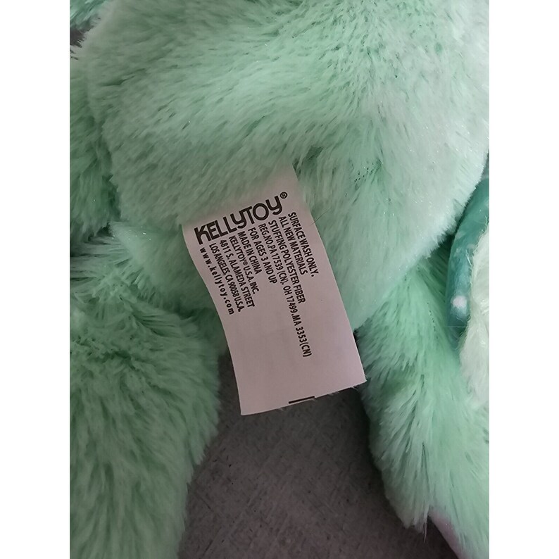 Kellytoy Lovey Security Plush Bunny Rabbit Green Pink White Aqua Flower ...