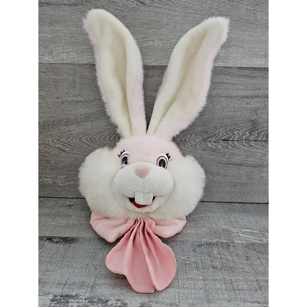 RARE Vtg 1993 Talking Rabbit Head Plush Pink Face Bunny Easter Works ...