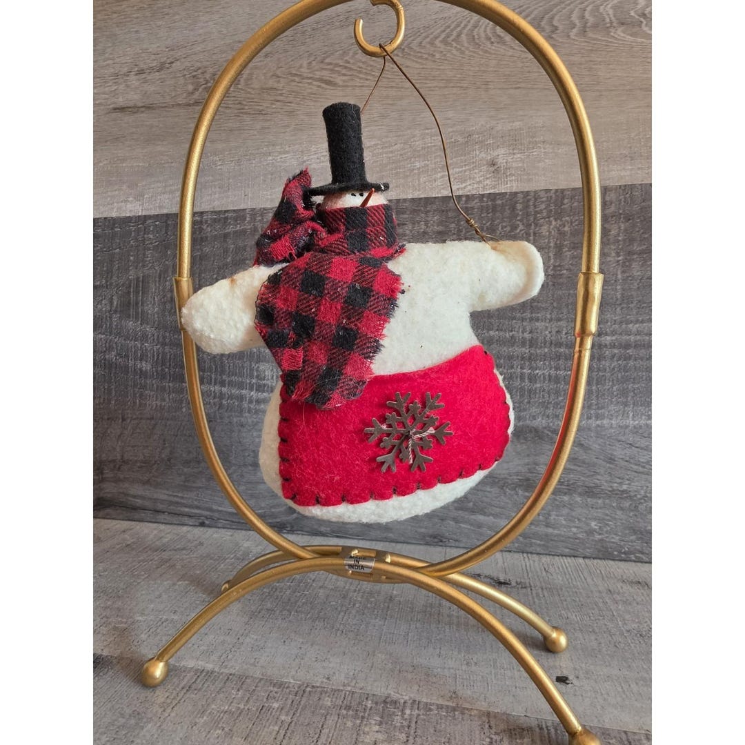 Rustic Primitive Snowman Fabric Plush Country Cabin Christmas Ornament ...