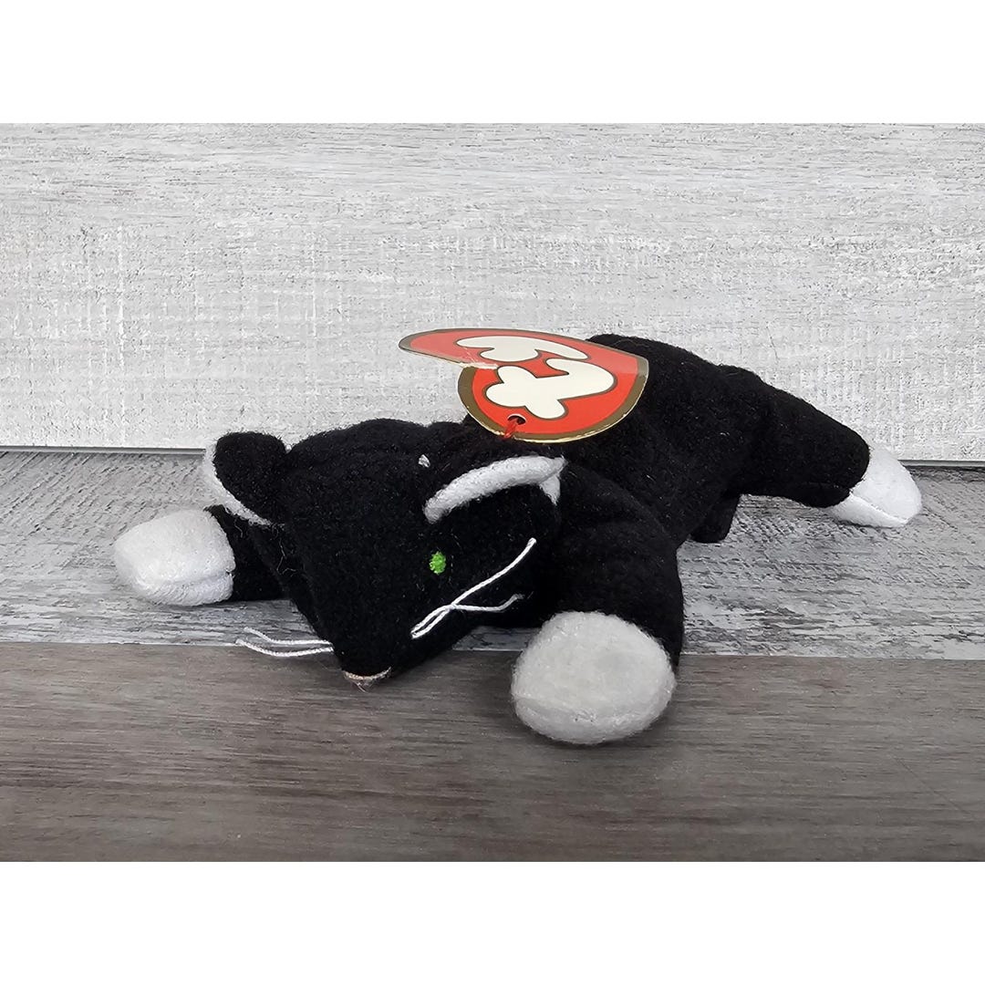 Ty Teenie Beanie Babies, Zip the Black Cat 1993 Retired Green Eyes 5-1/ ...