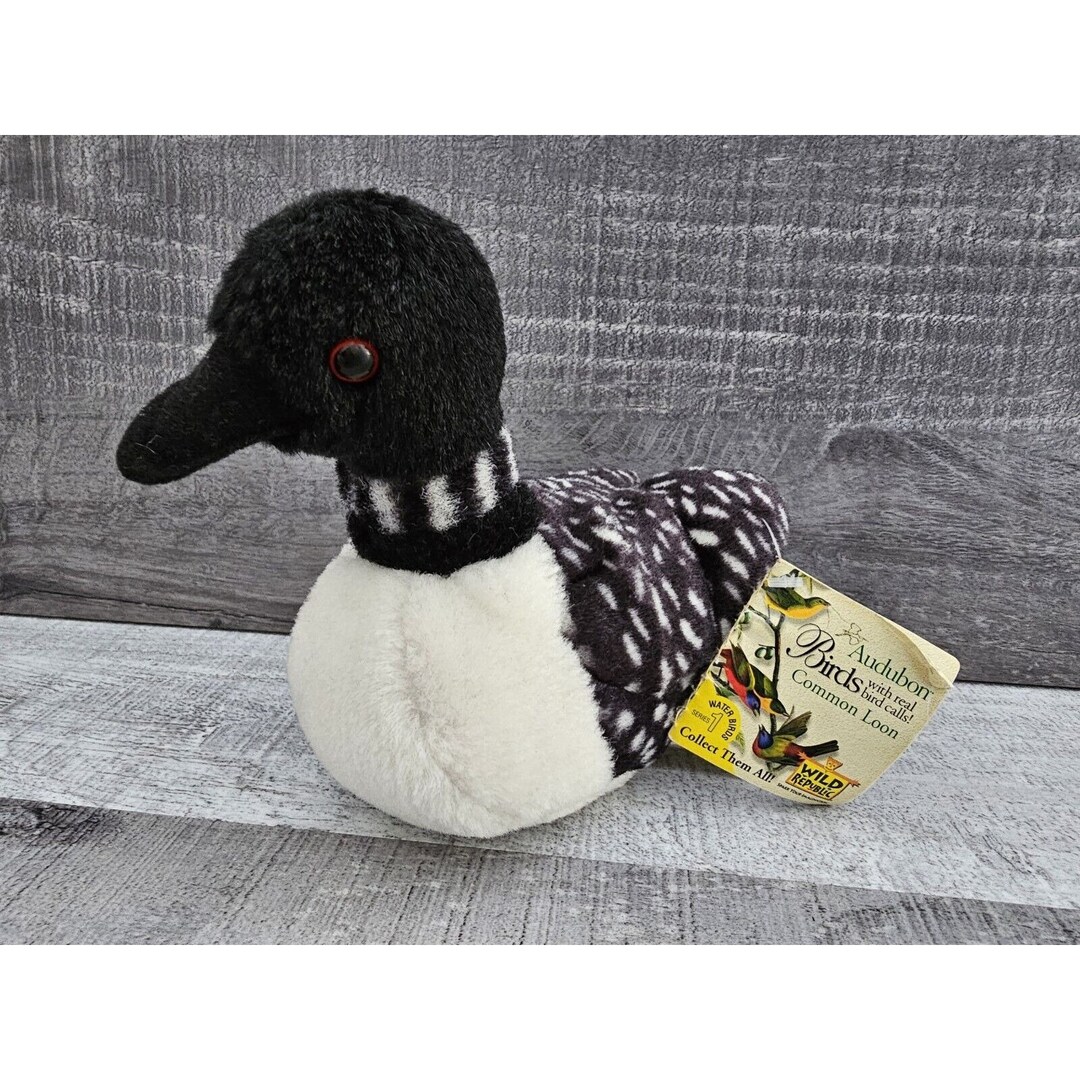 Wild Republic 6 Audubon Common Loon Black & White Plush Stuffed Animal ...