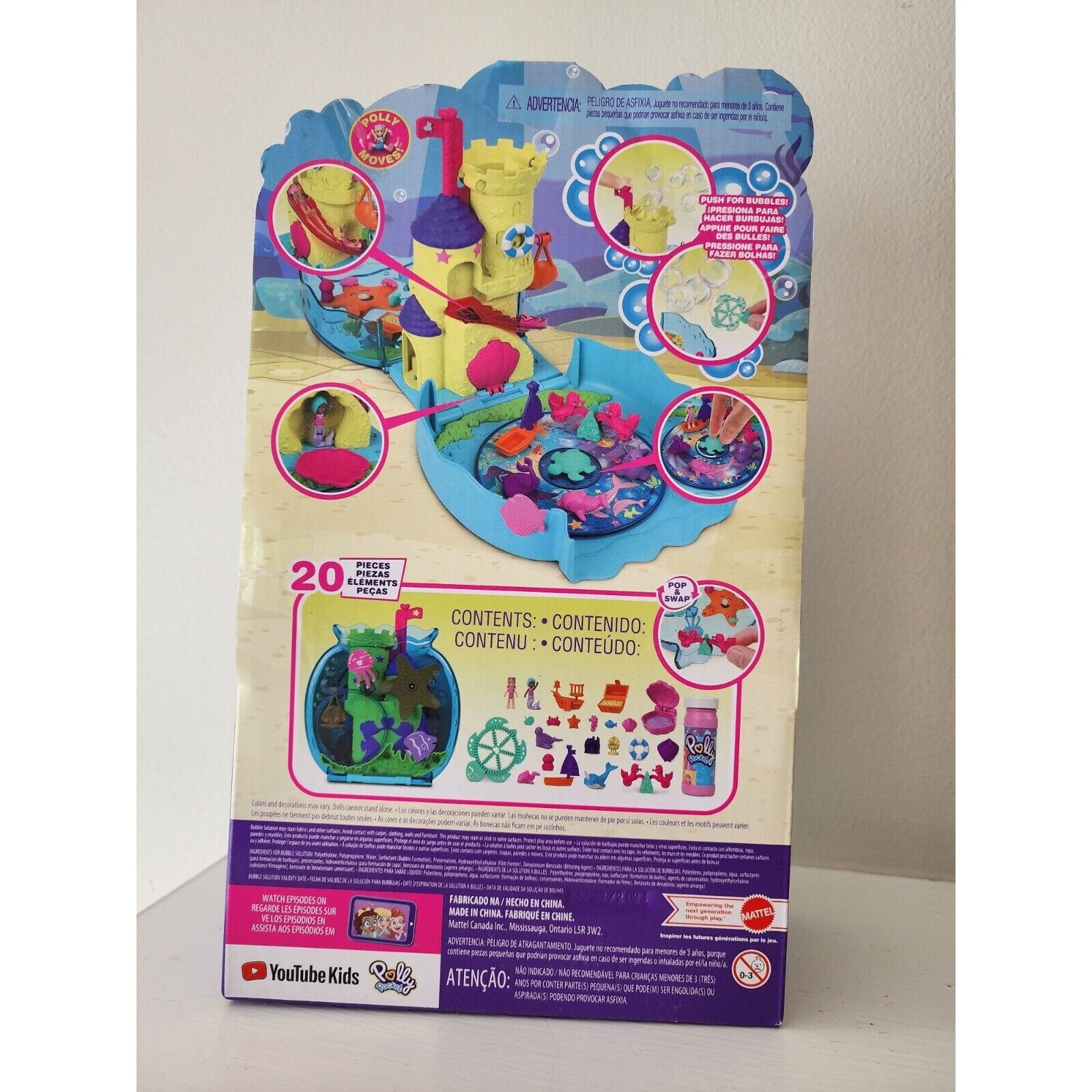 Polly Pocket Bubble Aquarium Underwater Mermaid Playset Bubbles + 2 ...