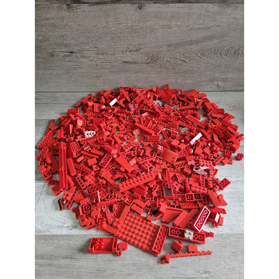 Lego Red Color Sorted Bricks Pieces Plates Parts Bulk Lot 1 Lbs 13 Ozs ...