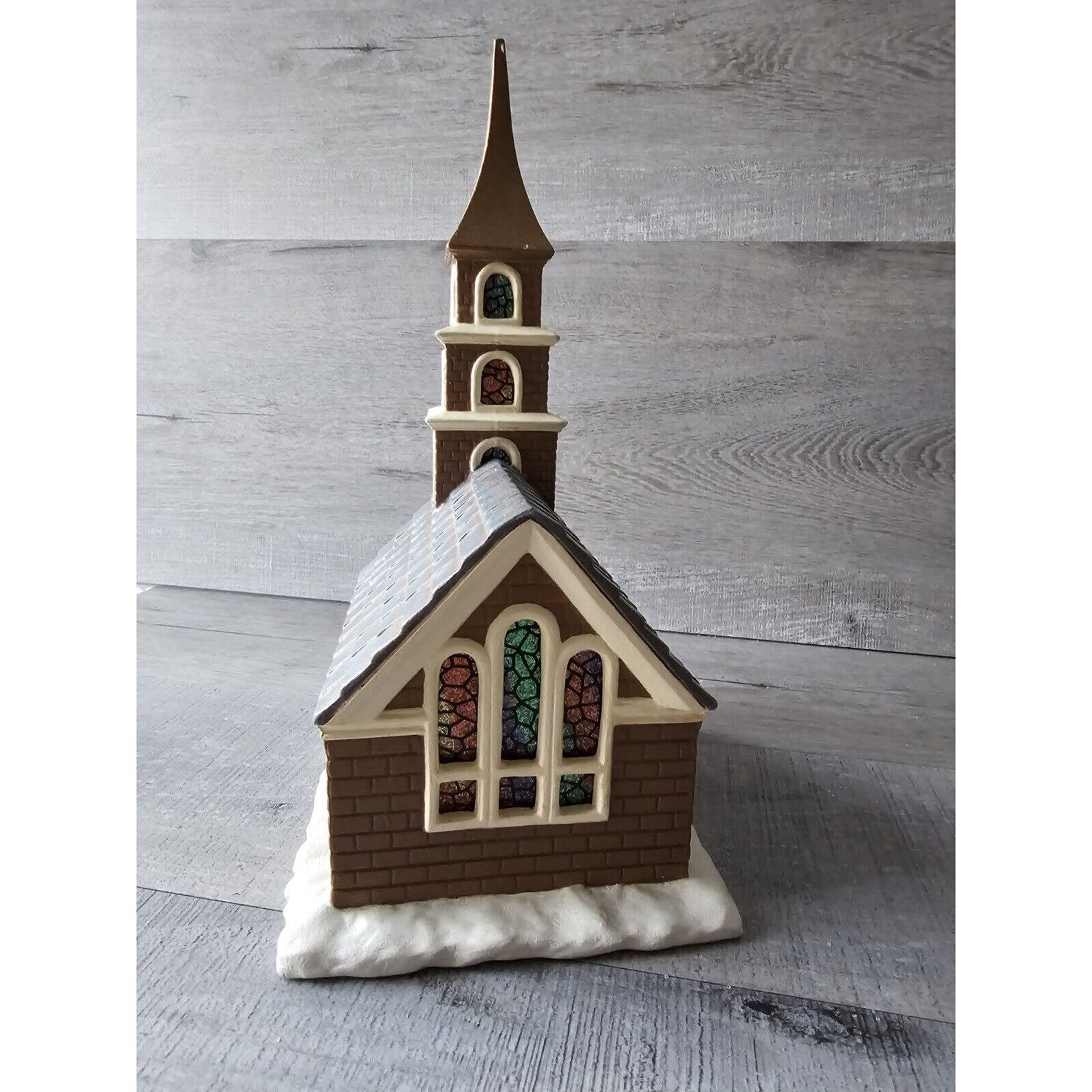 Vintage Stained Glass Church Christmas Village Byron Molds 1980 ...