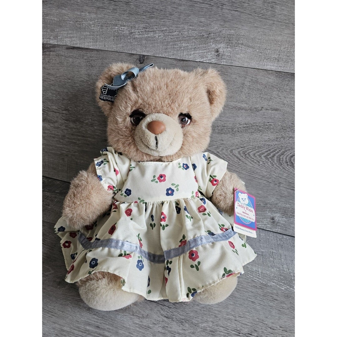 Russ Applause Vintage Mommy TEDDY WINKS Plush Bear 1987 Open Shut Eyes ...