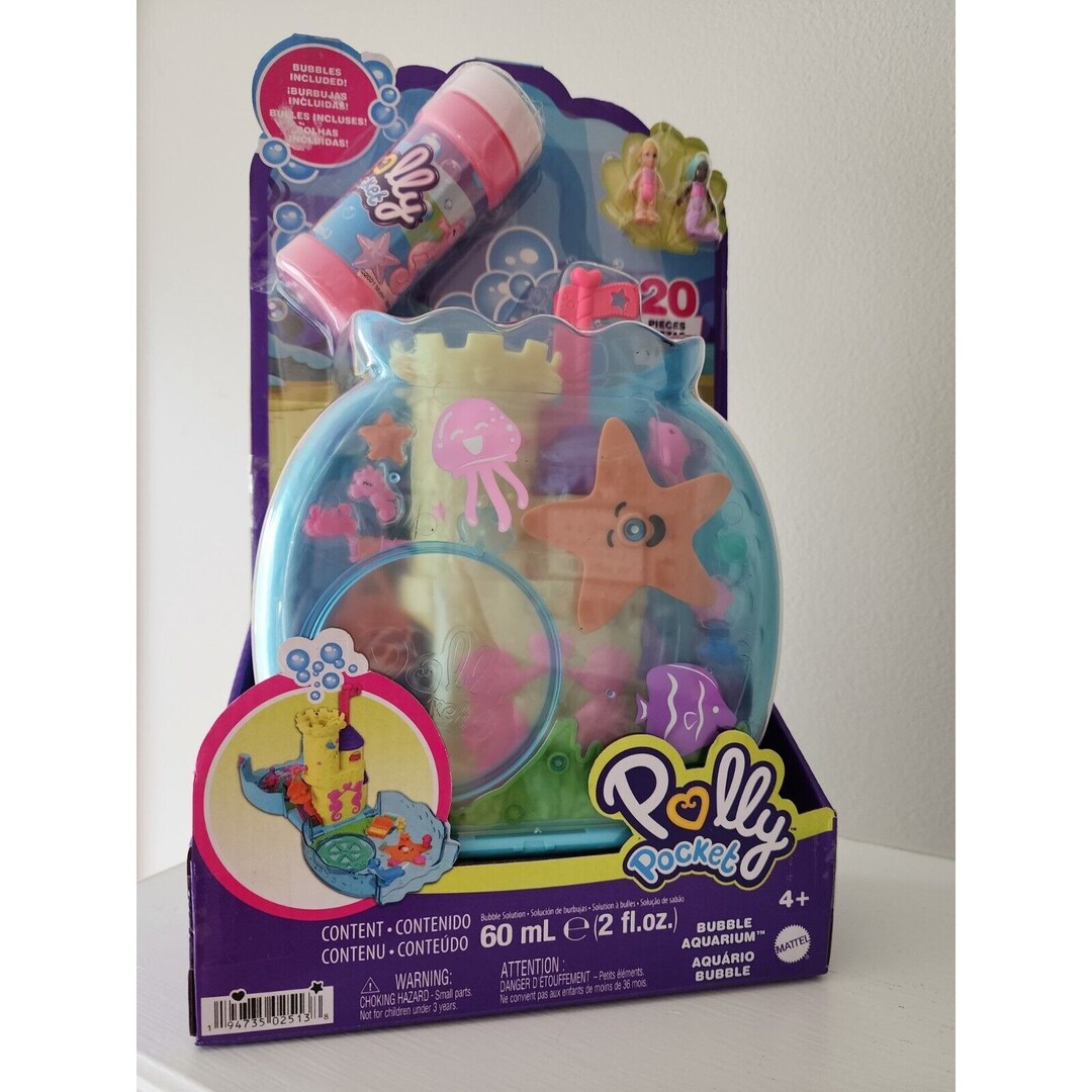 Polly Pocket Bubble Aquarium Underwater Mermaid Playset Bubbles + 2 ...