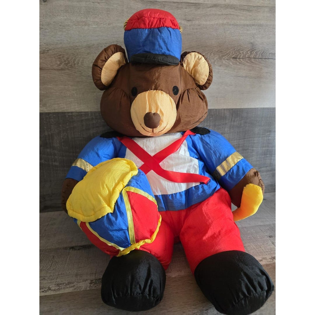 International Silver Plush Stuffed Bear Nylon Christmas Drummer Boy ...