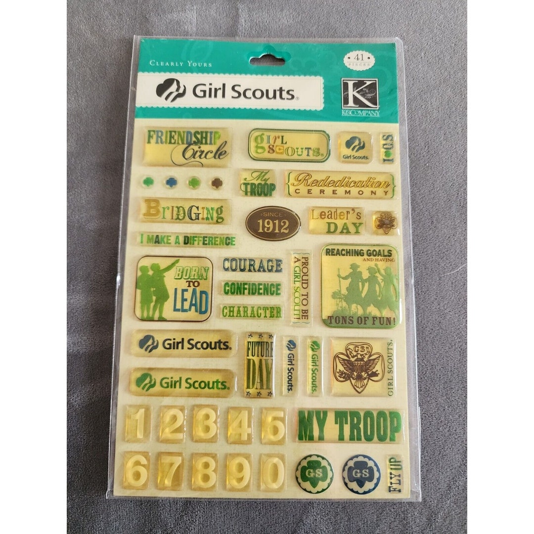 K & Company "clearly Yours" Girl Scout Epoxy Girl 41 Stickers NEW ...