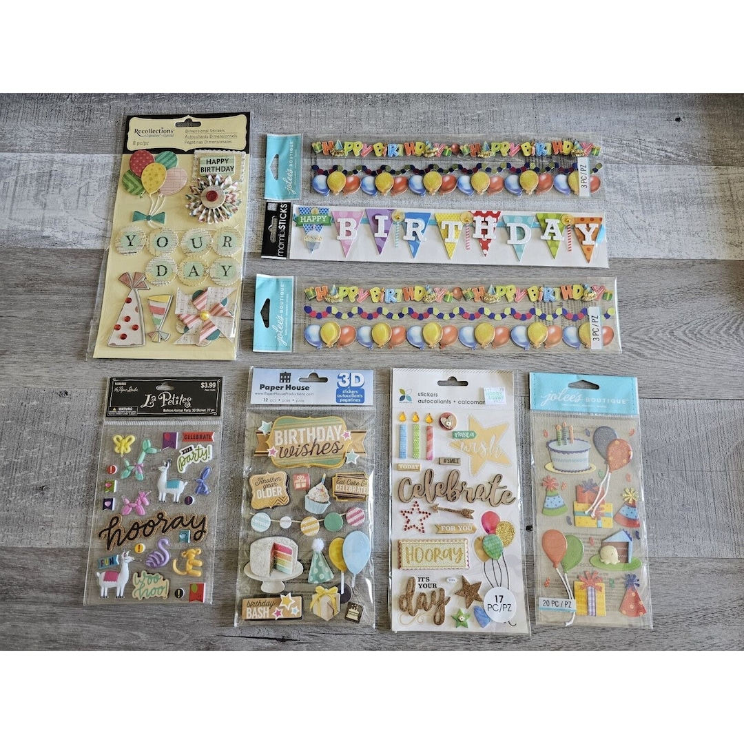 Sticker Lot - Happy Birthday Party Kids Scrapbooking 3D Stickers Jolees ...