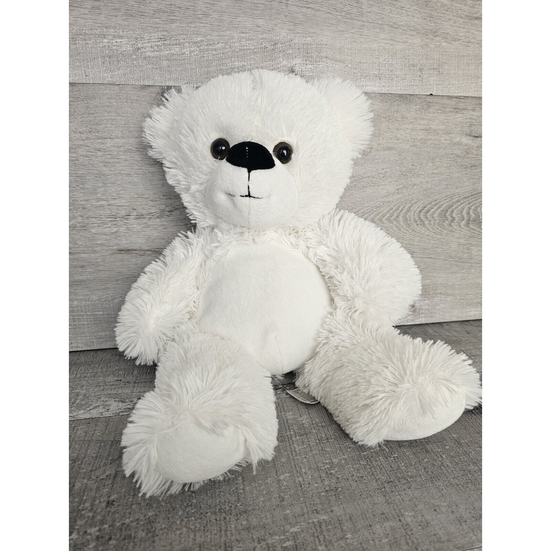 Fiesta Teddy White Polar Bear Plush Fuzzy 11" Stuffed Animal Lovey Soft ...