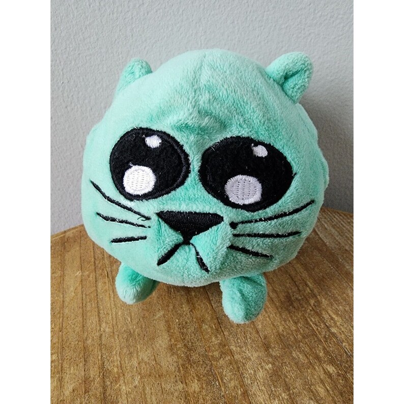 Ideal Toys Cat Plush Stuffed Animal Sad Cat Aqua Green Big Eyes EUC - Etsy