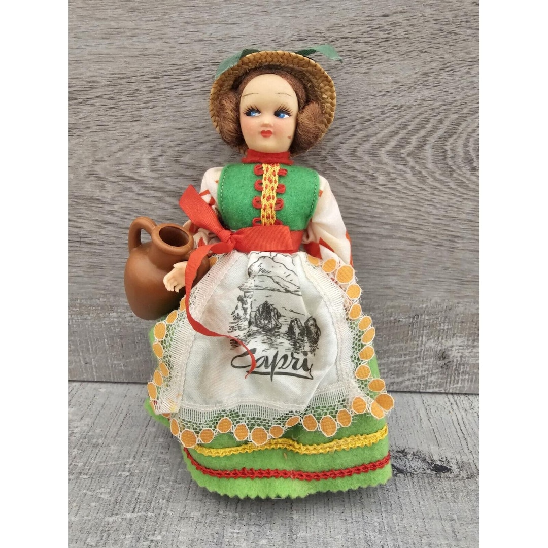 Italian Capri Souvenir Doll Black Hair Traditional Dress Lace Details ...