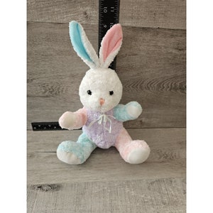Goffa Bunny Rabbit Pink Plush Colorful Colorblock Stuffed Animal Easter ...