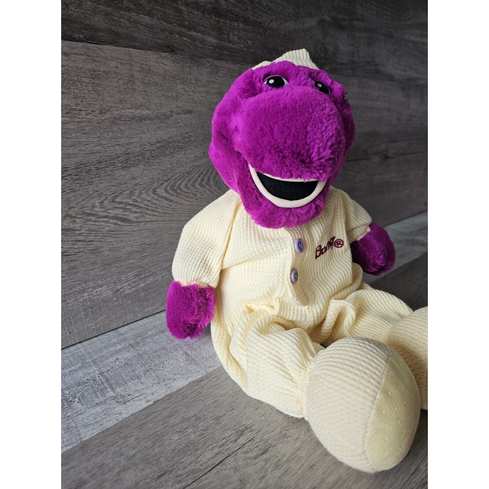 Lyons Plush Bedtime Barney Thermal Pajamas Beanbag Tush & Feet 14 ...