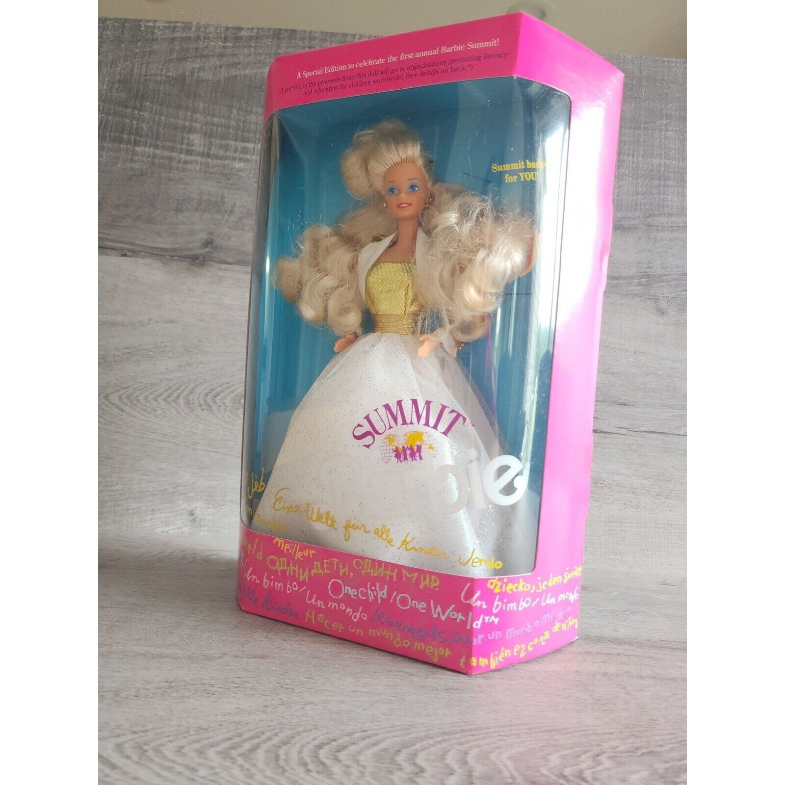 Mattel Summit Barbie 1990 Special Edition Doll White Gold Dress Blonde ...