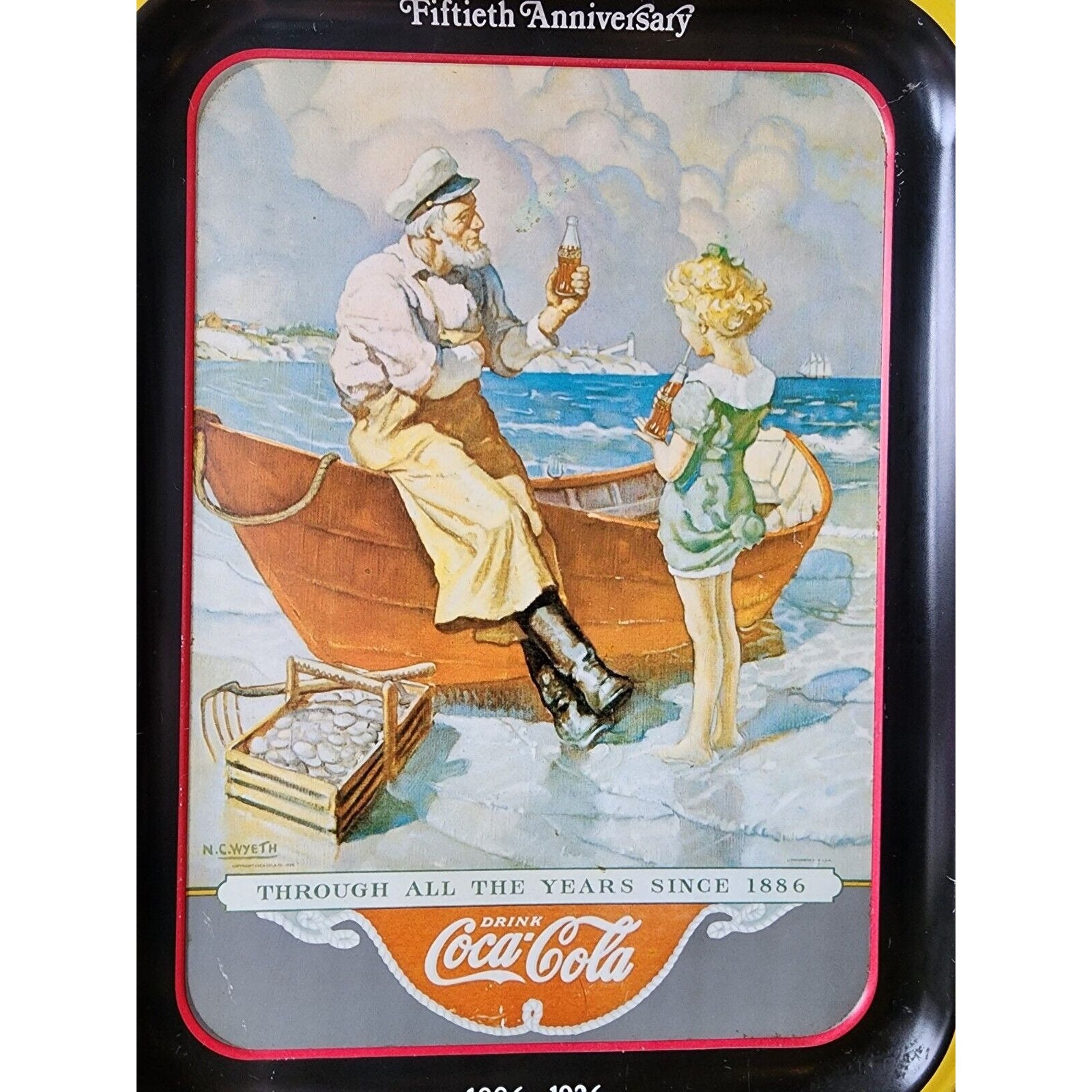 Vintage 1987 Coca-cola Sea Captain Tray 50th Anniversary Tin - Etsy