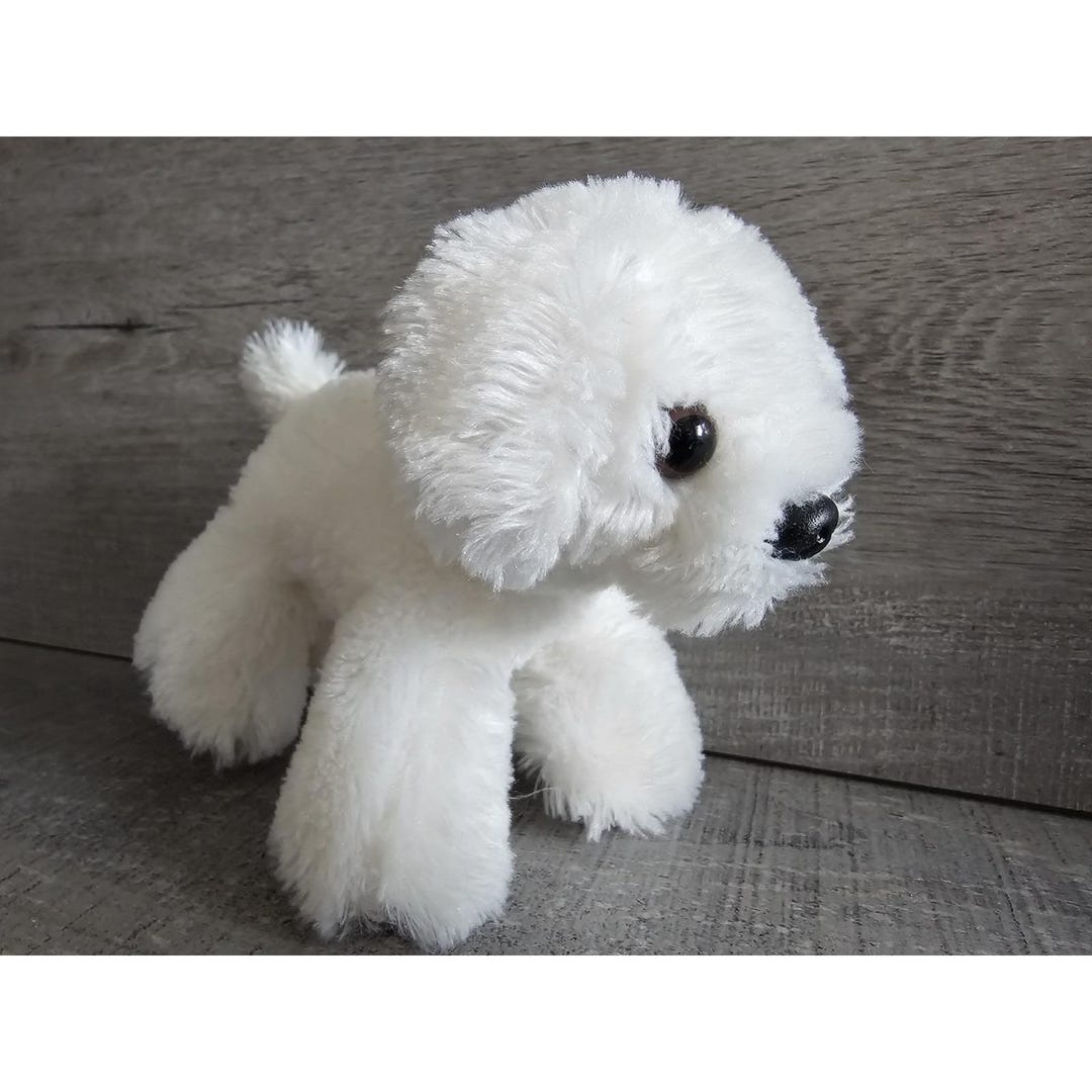 Vtg White Scruffy Puppy Plush Shaggy 6" Dog Stuffed Animal RARE Bichon ...