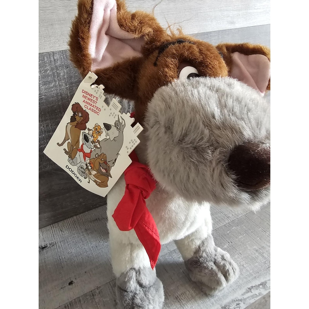 NEW Disney Oliver & Company 12" Plush Dodger Dog Stuffed Animal 1988 W ...