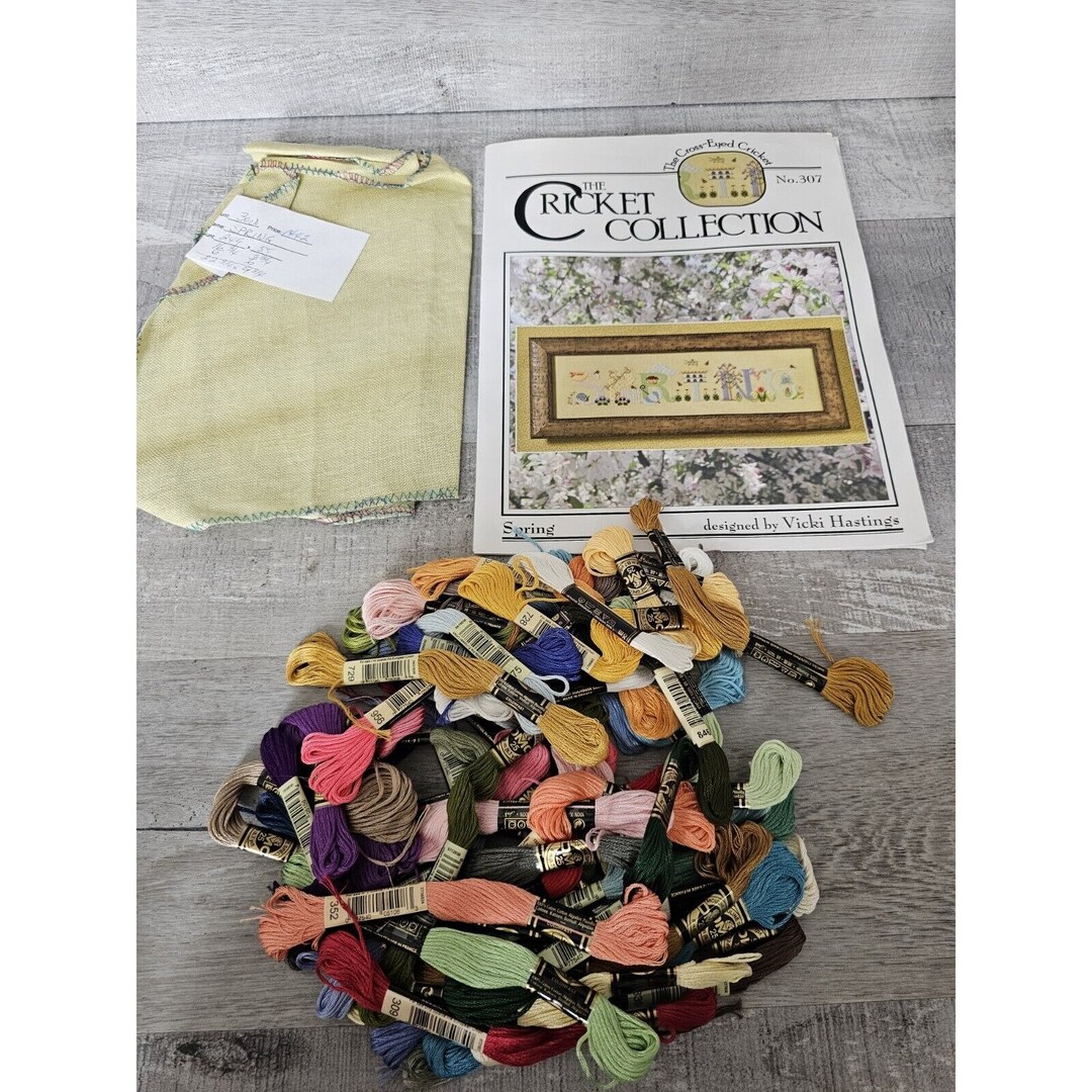 Vtg the Cross-eyed Cricket Cross Stitch Pattern Spring KIT Floral Rare ...