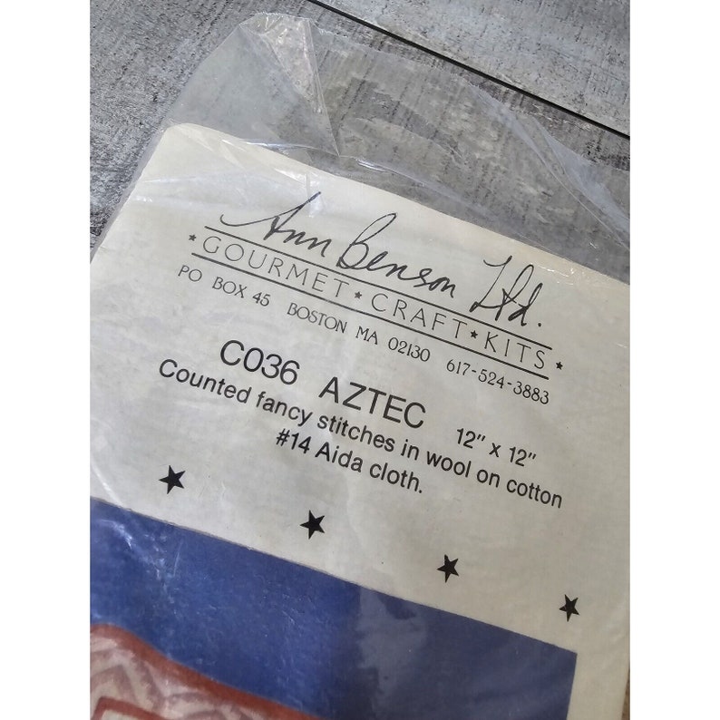 Vintage Ann Benson Gourmet Craft Kit AZTEC Yarn Stitch Complete Wool ...