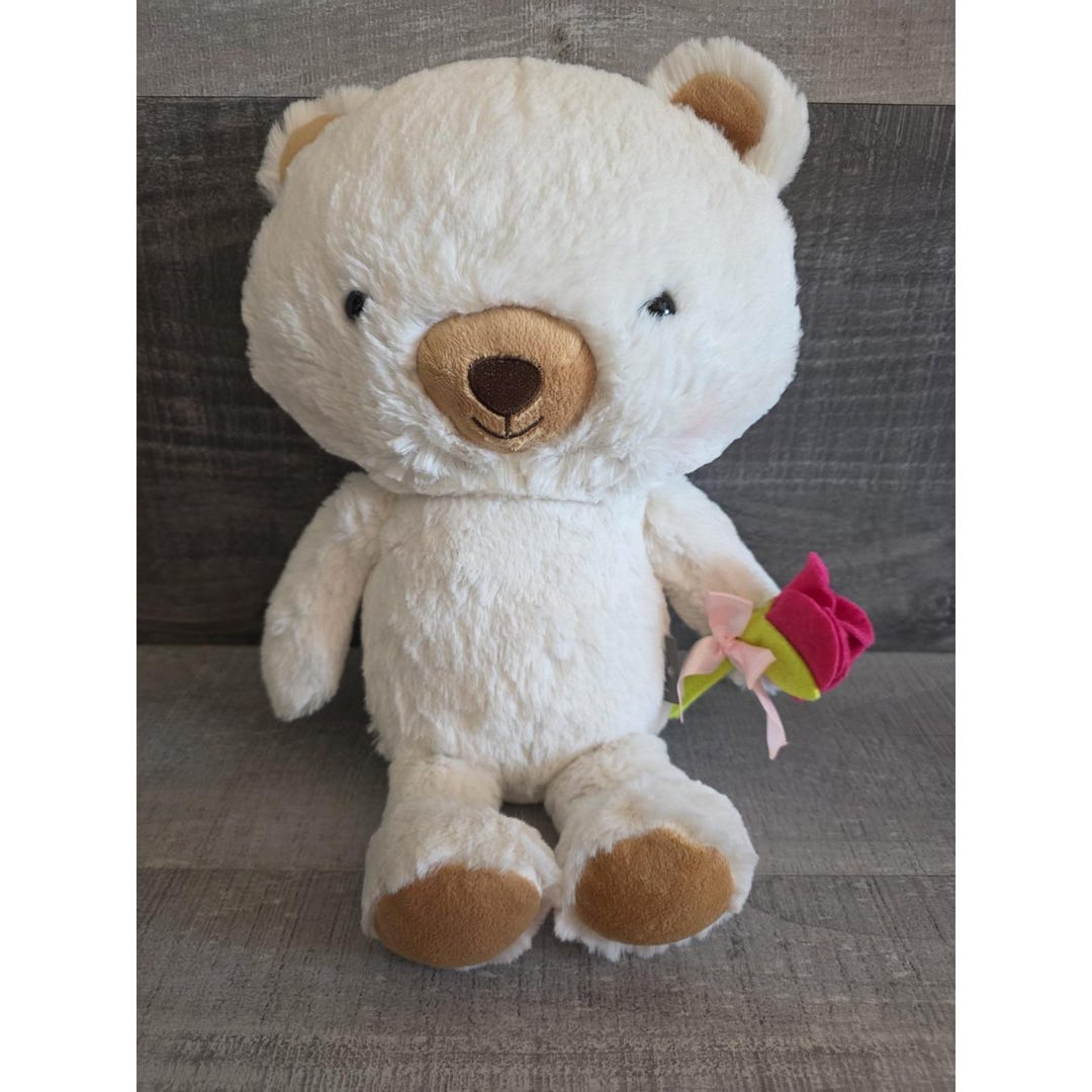 Hallmark Bella Polar Bear White Plush Stuffed Animal With Pink Flower ...