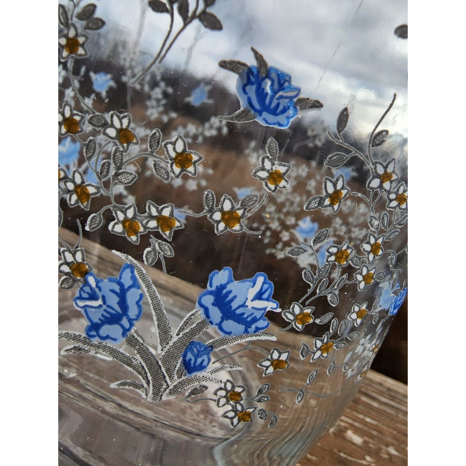 Vintage Arc France Glass Canister Jar Blue Wild Flowers 1.5L - Etsy