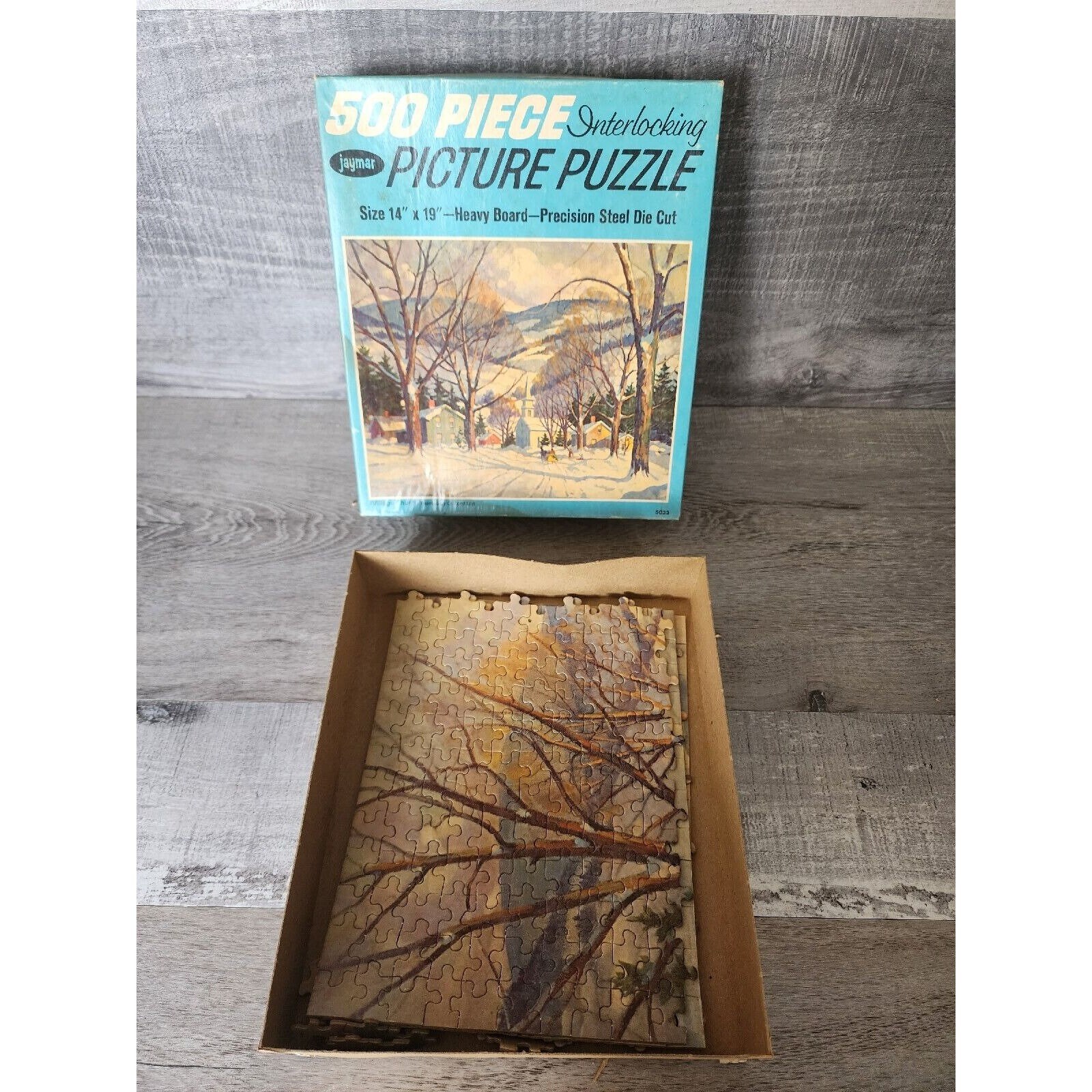 Vintage Jaymar 500 Piece Picture Puzzle Village Church #5033 Conplete ...