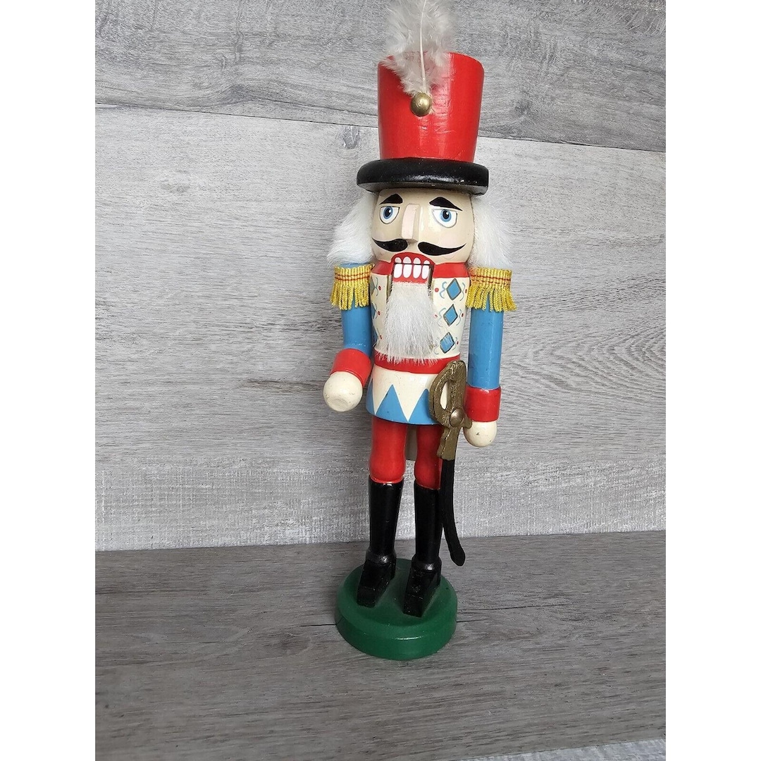 Musketeer 10” Wooden Nutcracker Soldier Red With Sword Christmas Decor ...
